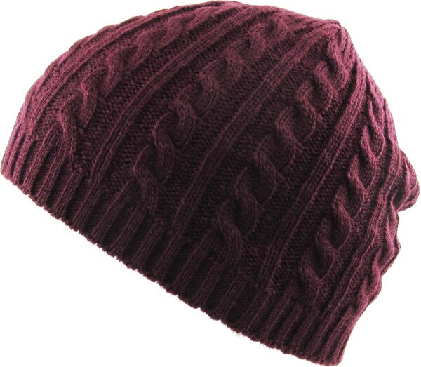 Cuffless Cable Knit Beanie | KBETHOS